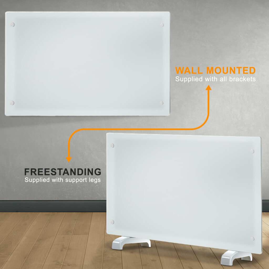 Electric Panel Heater in White 2000w - Free Standing Wall Mounted ...