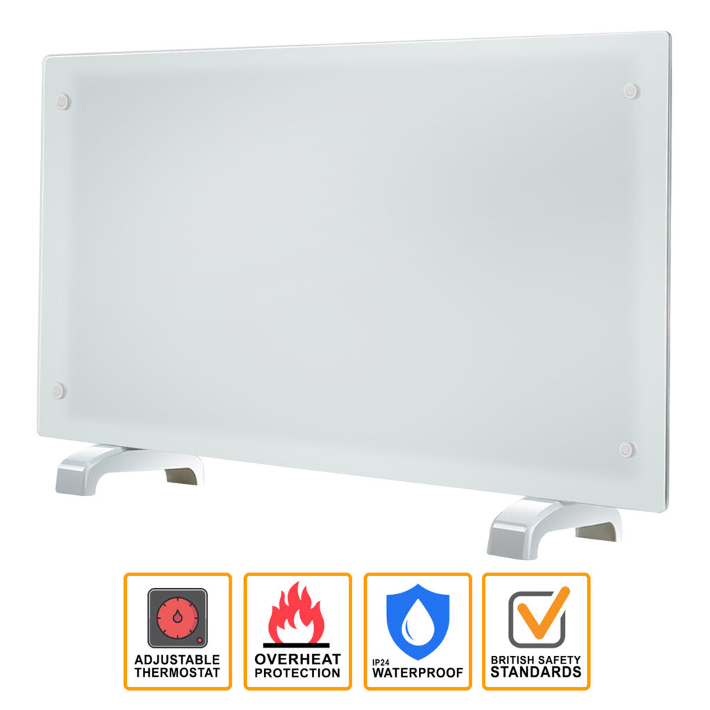 Electric Panel Heater in White 2000w - Free Standing Wall Mounted ...