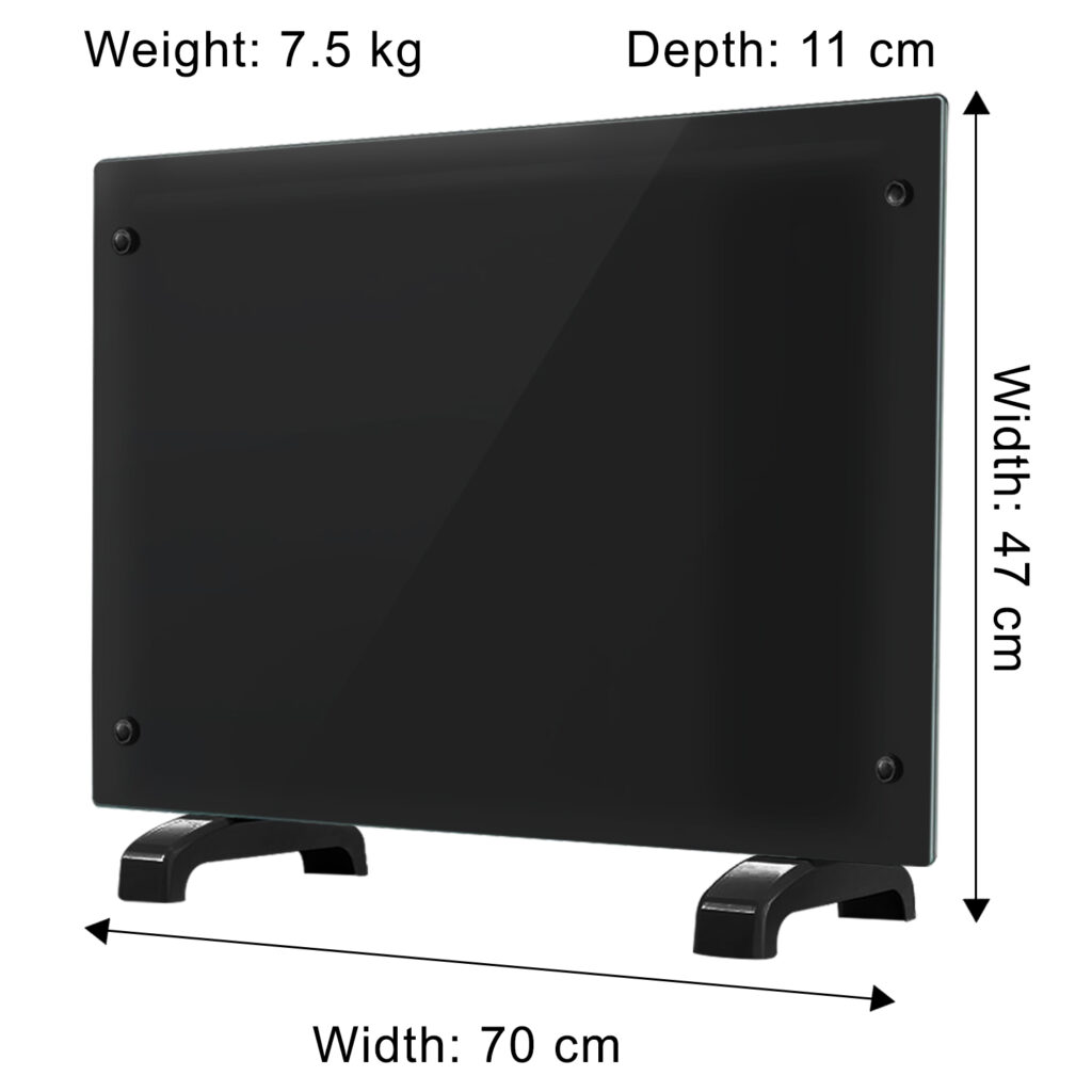 Electric Panel Heater in Black 1500w - Free Standing Wall Mounted ...