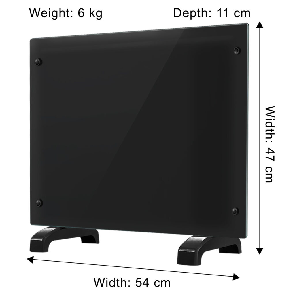 Electric Panel Heater in Black 1000w - Free Standing Wall Mounted ...