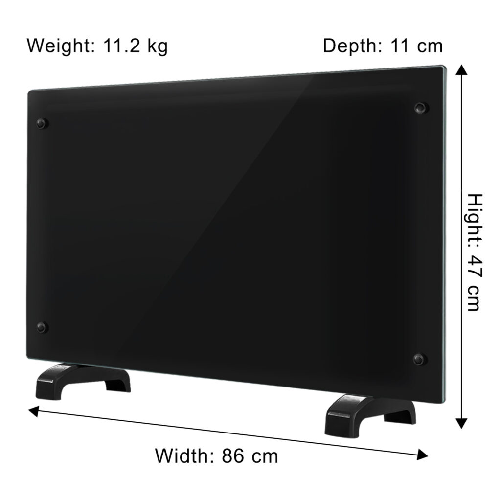 Electric Panel Heater in Black 2000w - Free Standing Wall Mounted ...