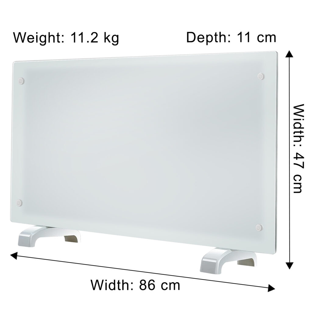 Electric Panel Heater in White 2000w - Free Standing Wall Mounted ...