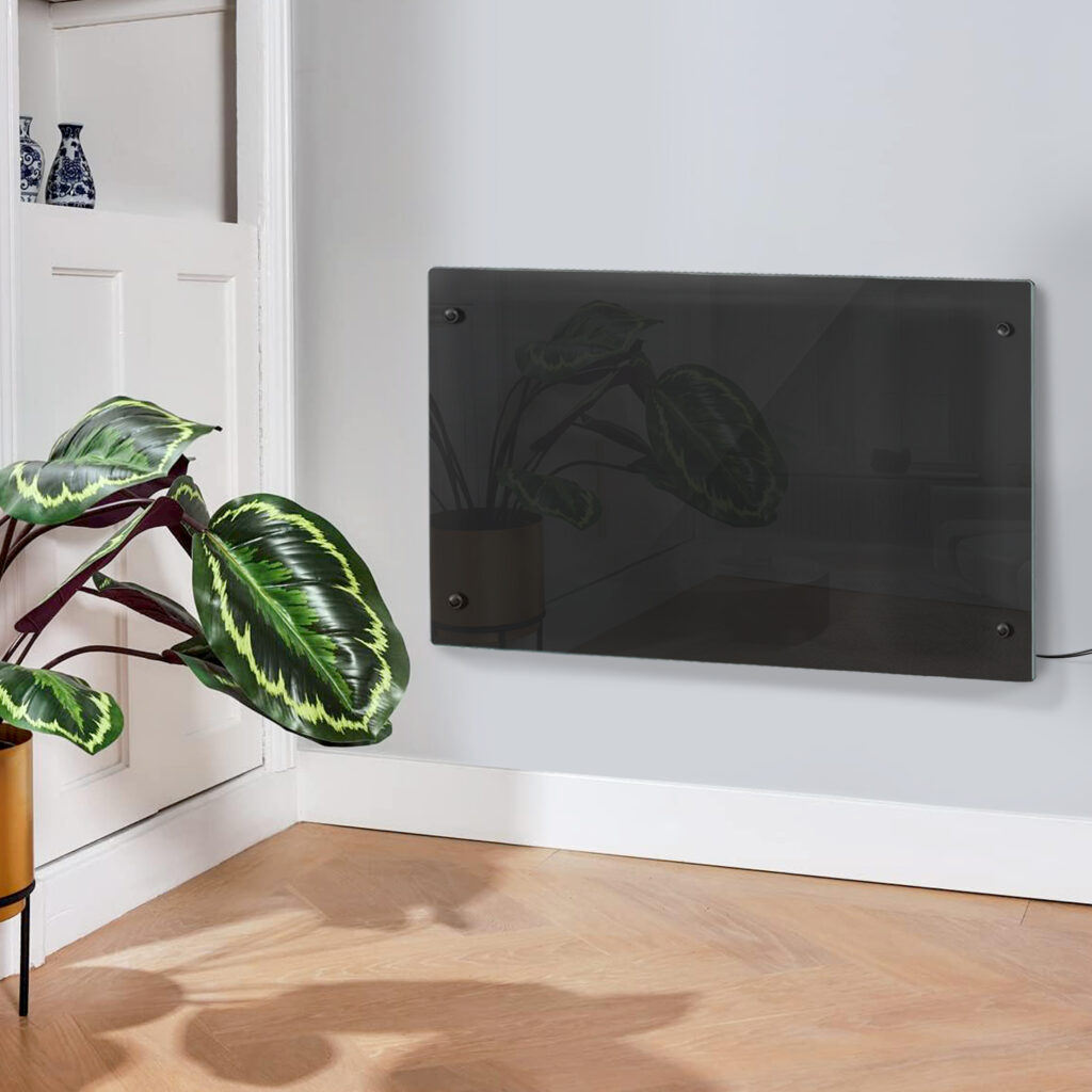 Electric Panel Heater in Black 2000w - Free Standing Wall Mounted ...