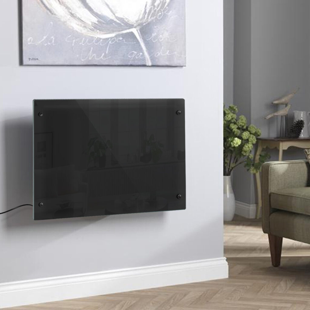 Electric Panel Heater in Black 1000w - Free Standing Wall Mounted ...