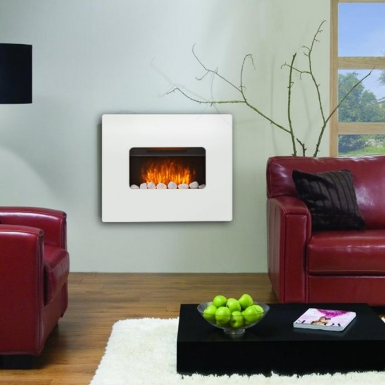 Glowmaster Clifton White MDF Wall Mounted Electric Fireplace ...