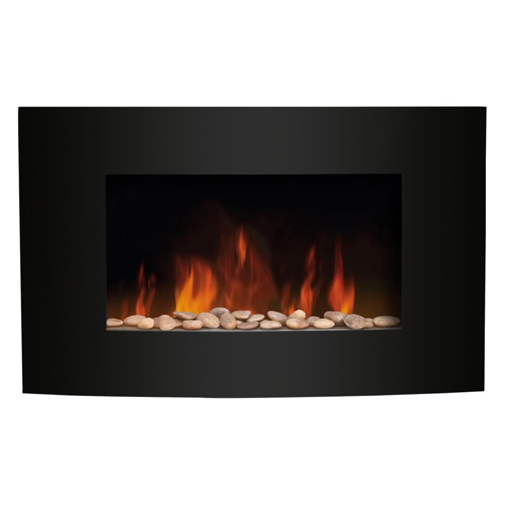 Glowmaster Knightsbridge Widescreen Black Wall Mounted Electric Curved ...