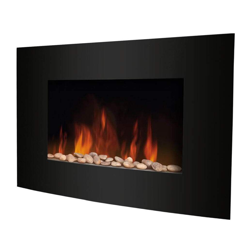 Glowmaster Knightsbridge Widescreen Black Wall Mounted Electric Curved ...