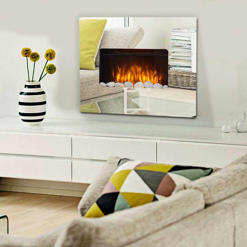 Glowmaster Lichfield Wall Mounted Electric Mirror Glass Fireplace ...